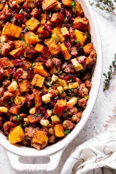 Butternut Sausage Paleo Stuffing with Apples & Cranberries