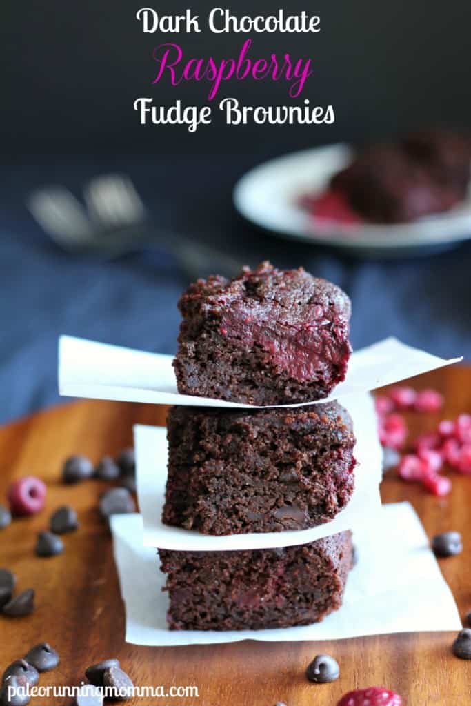 Dark Chocolate Raspberry Fudge Brownies {Paleo}