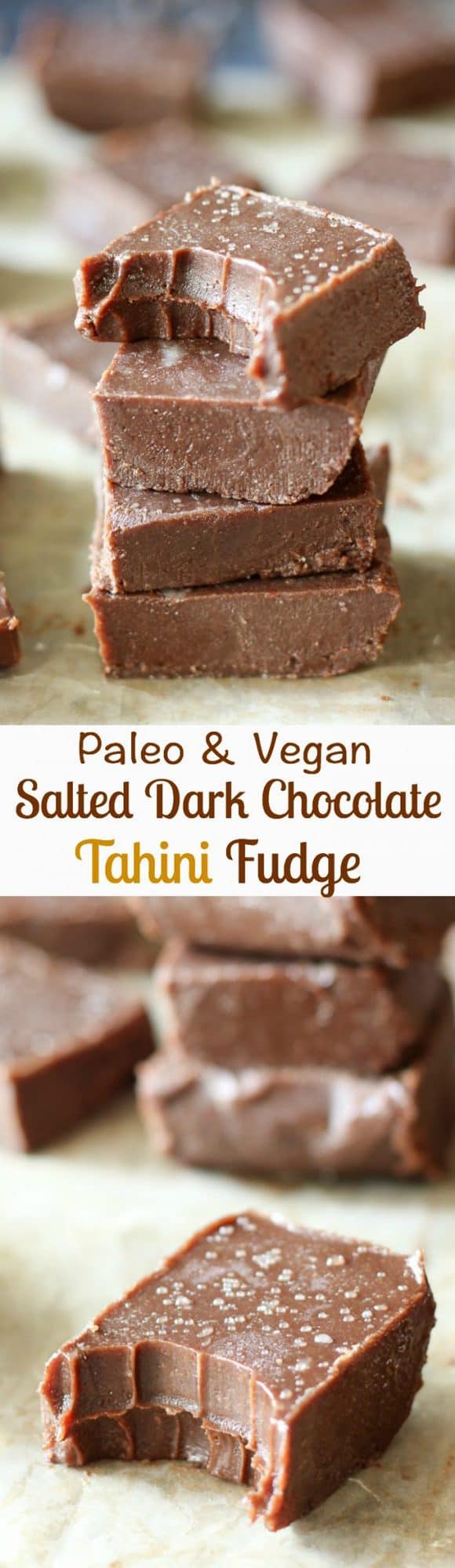 Salted Dark Chocolate Tahini Fudge {Paleo & Vegan}