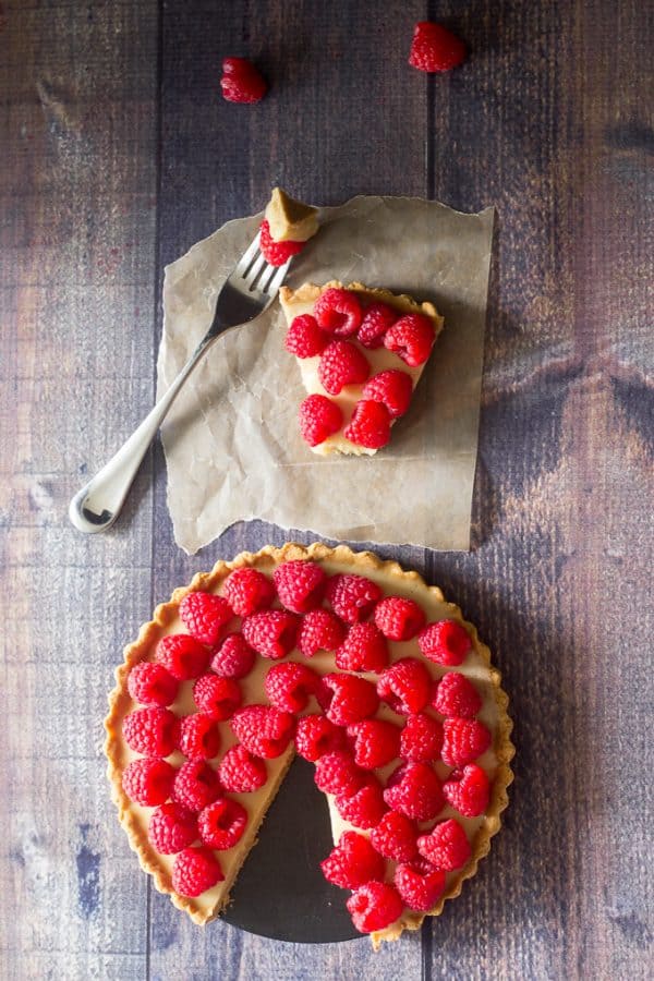 Paleo Raspberry Custard Tart with Cookie Crust