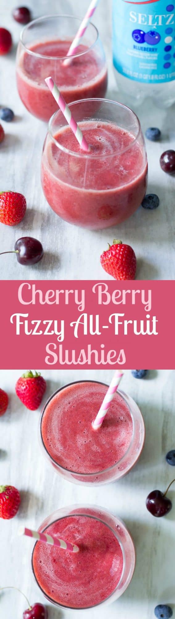Cherry Berry Fizzy All-Fruit Slushies - The Paleo Running Momma