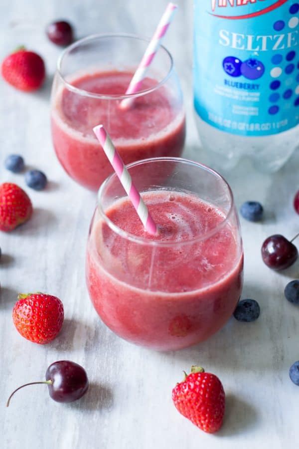 Cherry Berry Fizzy All-Fruit Slushies - The Paleo Running Momma