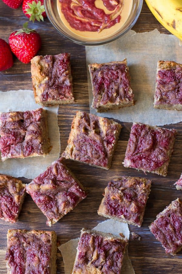 Strawberry Banana Bread Breakfast Bars {Grain Free & Paleo}