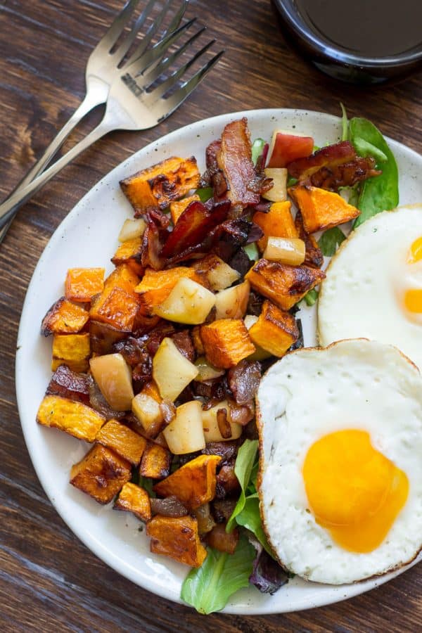Roasted Butternut Squash Hash with Apples & Bacon {Paleo & Whole30}