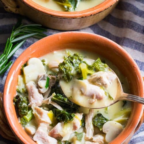Creamy Paleo Chicken Soup with Mushrooms and Kale {Whole30} - The Paleo ...