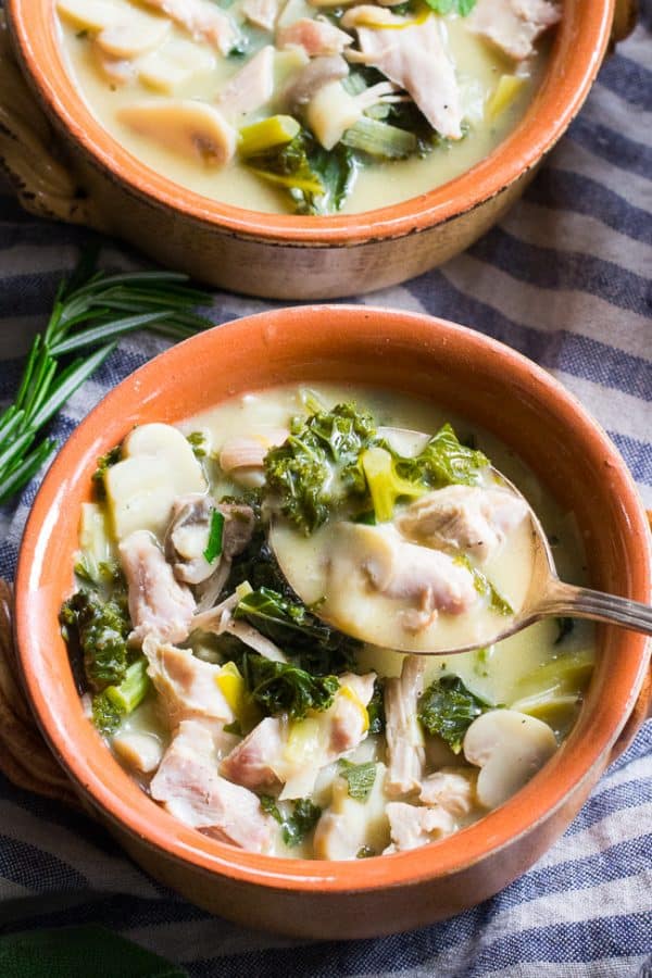 Creamy Paleo Chicken Soup with Mushrooms and Kale {Whole30} - The Paleo ...