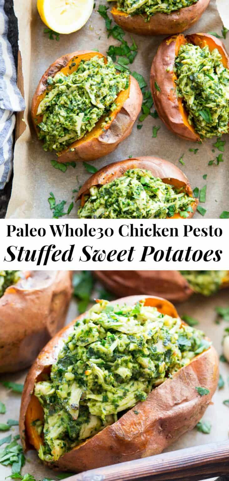 Chicken Pesto Stuffed Sweet Potatoes {Paleo, Whole30} - The Paleo ...