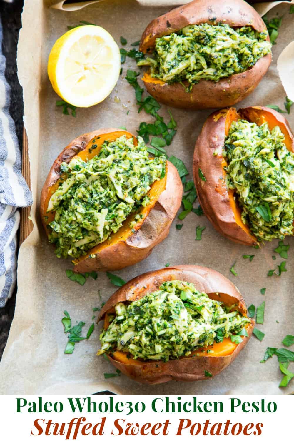 Chicken Pesto Stuffed Sweet Potatoes {Paleo, Whole30} - The Paleo ...