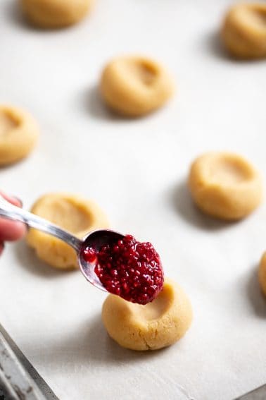 Raspberry Thumbprint Cookies {Paleo, Nut-Free Option}