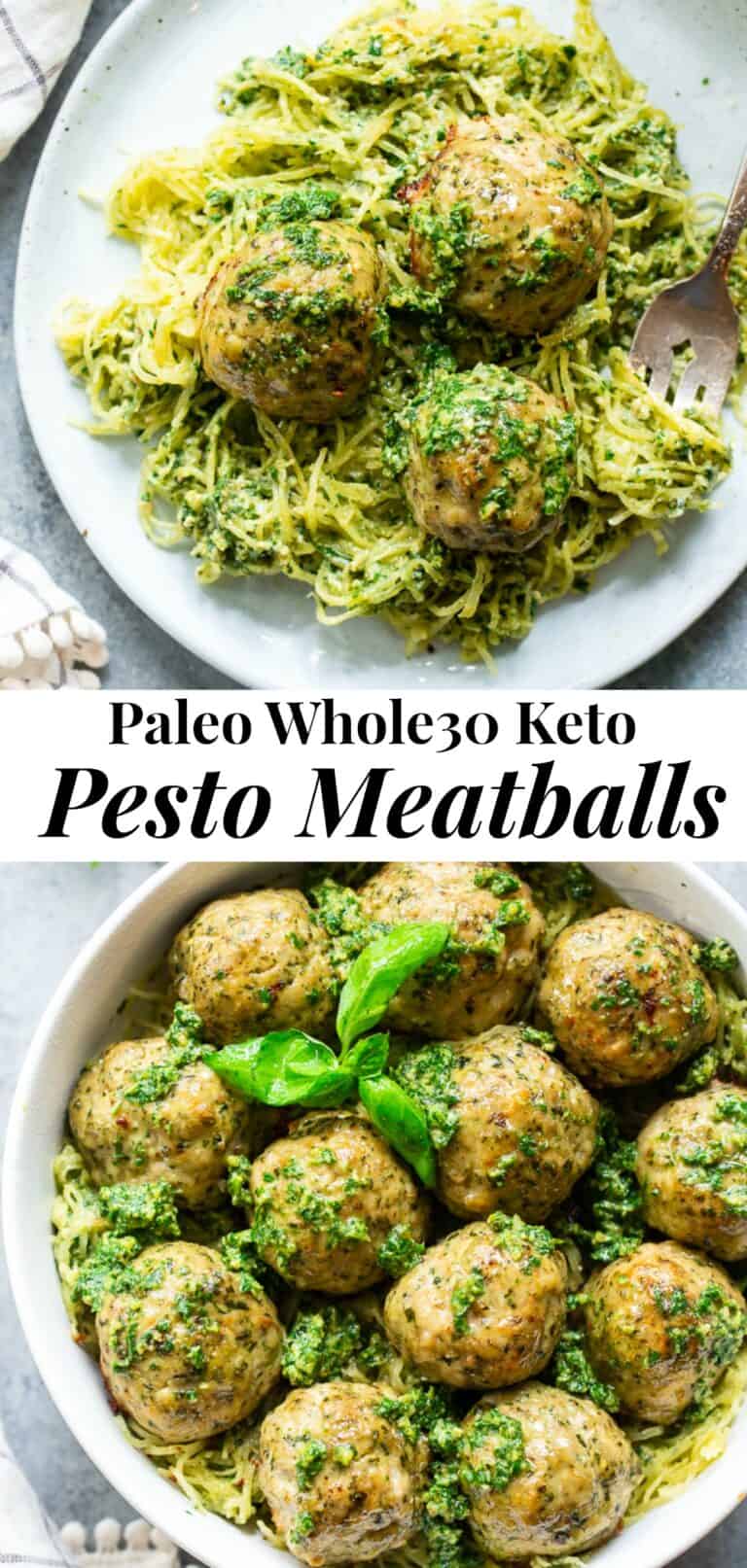 Paleo Pesto Chicken Meatballs {Whole30, Keto}