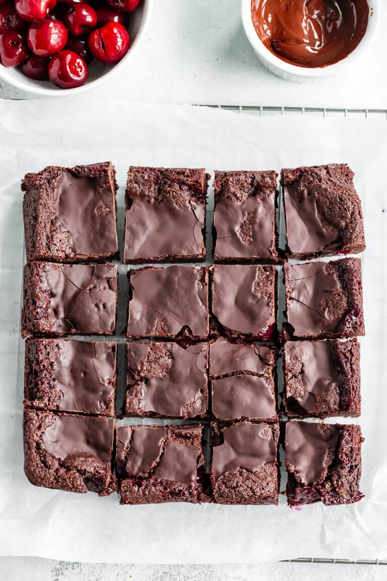 Chocolate Covered Cherry Fudge Brownies {Paleo, Vegan}