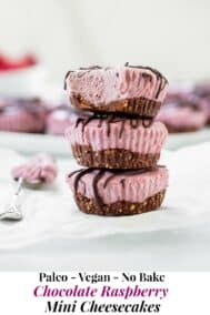 Chocolate Raspberry Mini Vegan Cheesecakes {Paleo, No Bake}