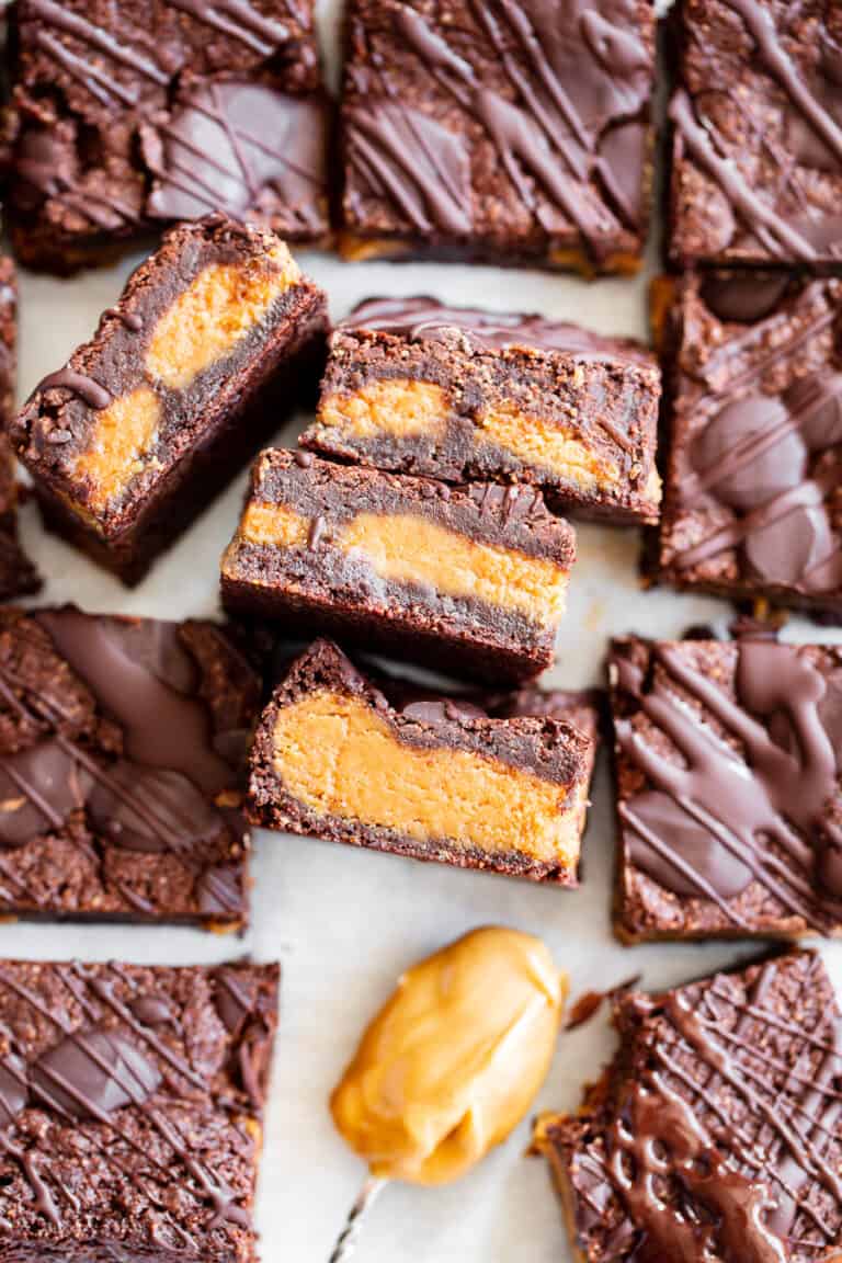 Fudgy "Peanut" Butter Stuffed Brownies {Paleo, Vegan}