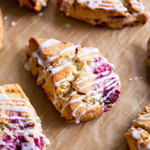 Lemon Raspberry Scones {Paleo, Gluten Free, Dairy Free}