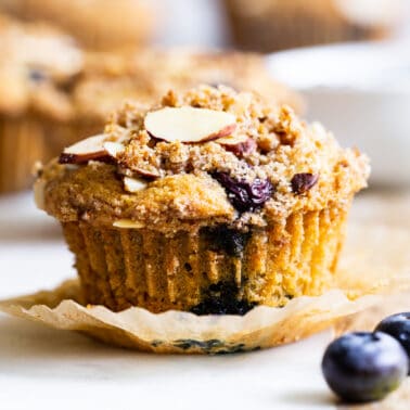 Paleo Blueberry Muffins with Almond Streusel {Gluten-Free, Dairy-Free}
