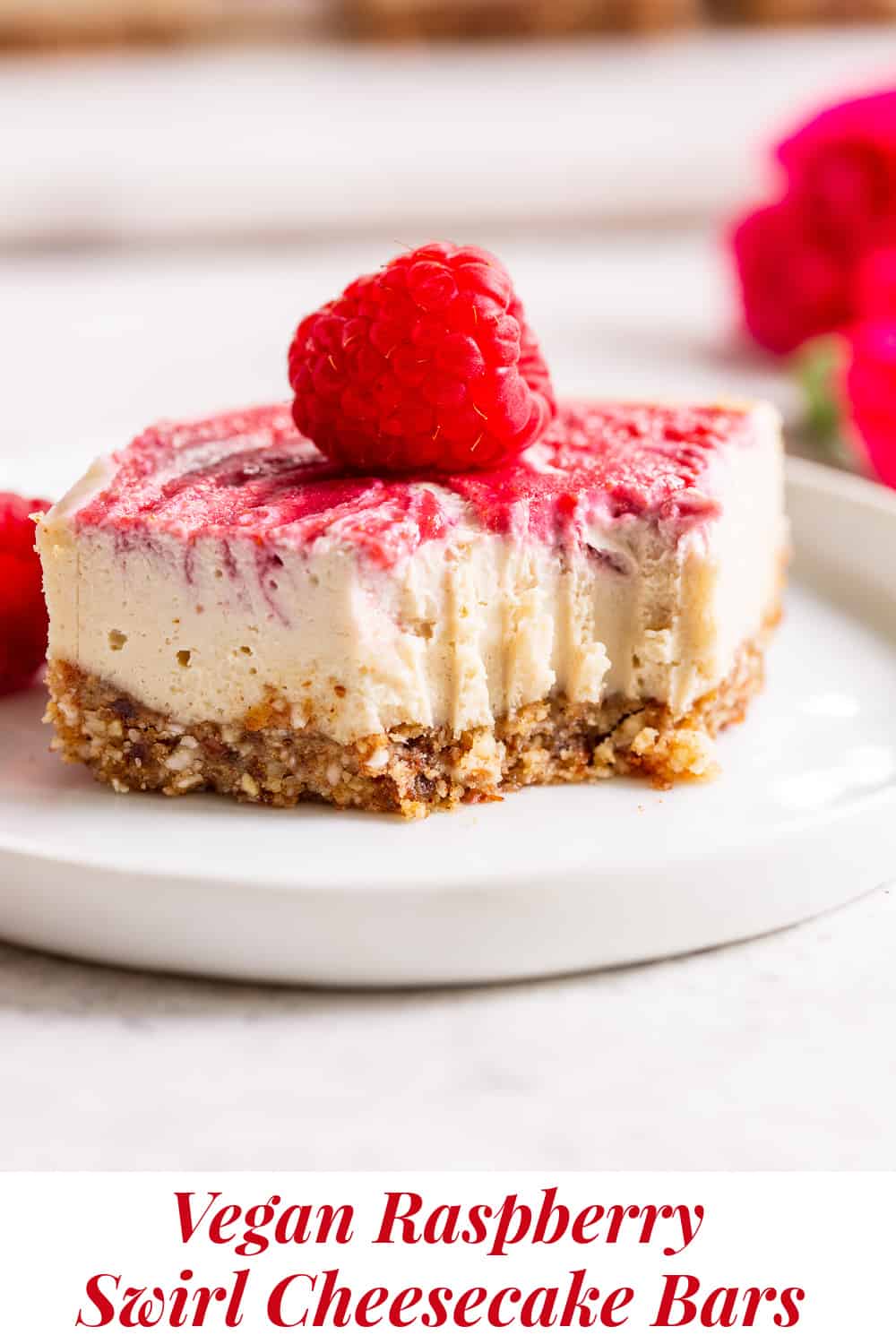 No-Bake Raspberry Cheesecake Bars {Paleo, Vegan}