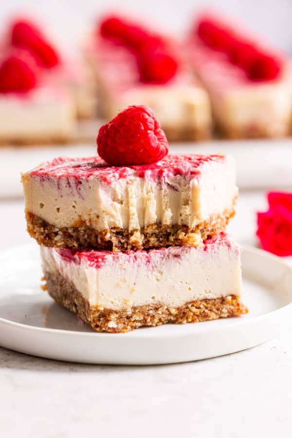 No-Bake Raspberry Cheesecake Bars {Paleo, Vegan}