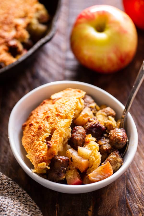 Sausage Apple Cornbread Skillet Bake {Paleo}