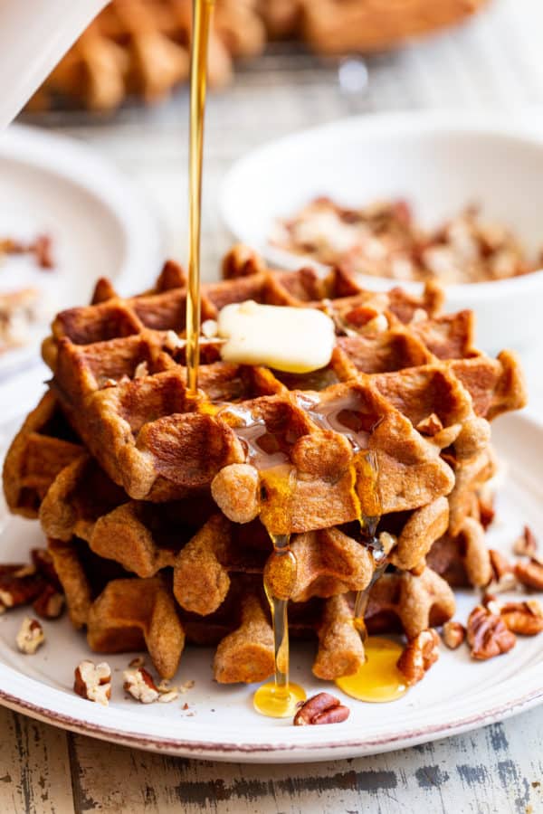 Maple Pecan Banana Waffles {Paleo} - The Paleo Running Momma