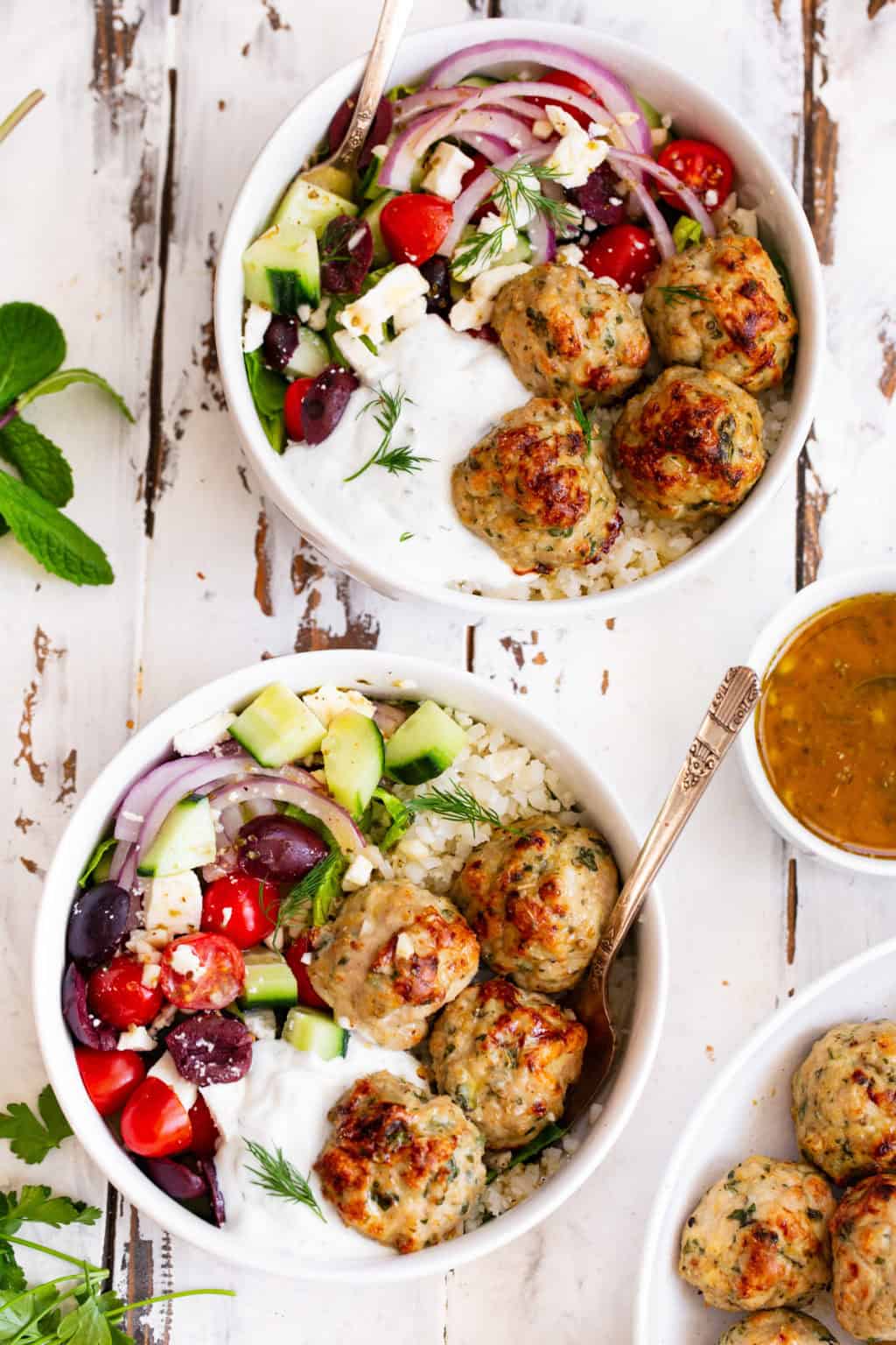 Greek Chicken Meatball Bowls {Paleo, Whole30, Keto} - The Paleo Running ...