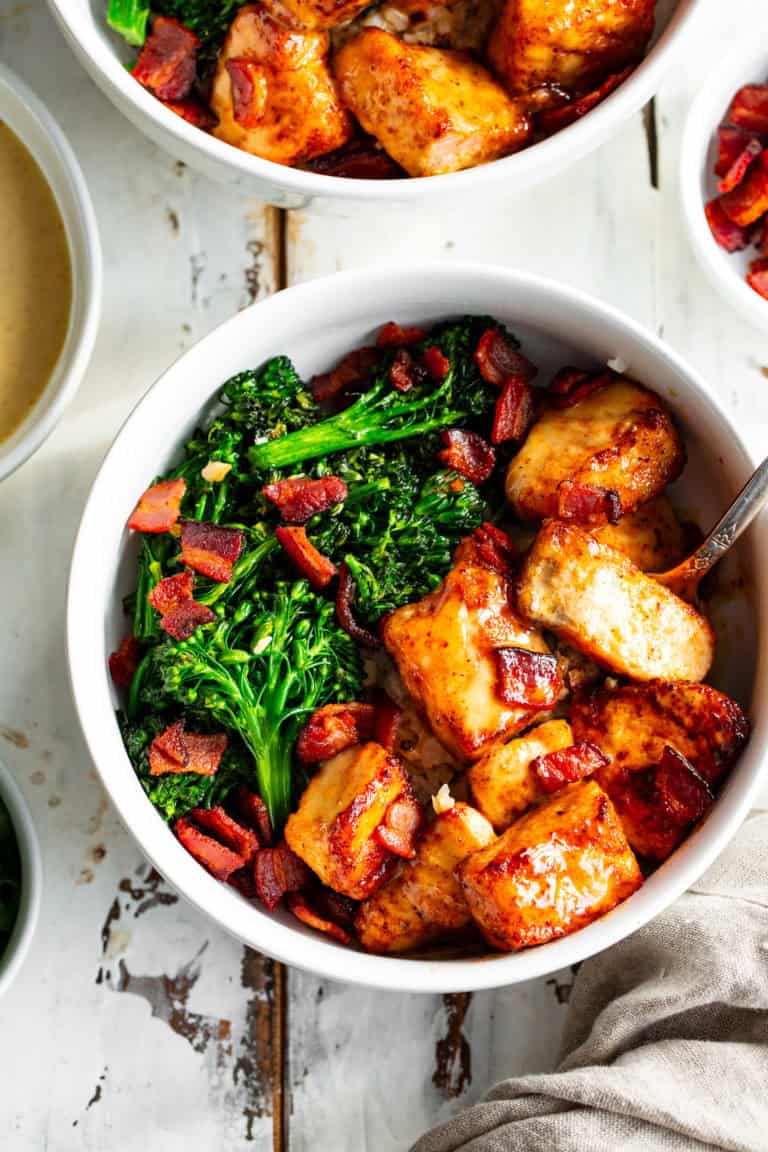 Paleo Honey Mustard Salmon Bowls {High Protein Easy Dinner} - The Paleo ...